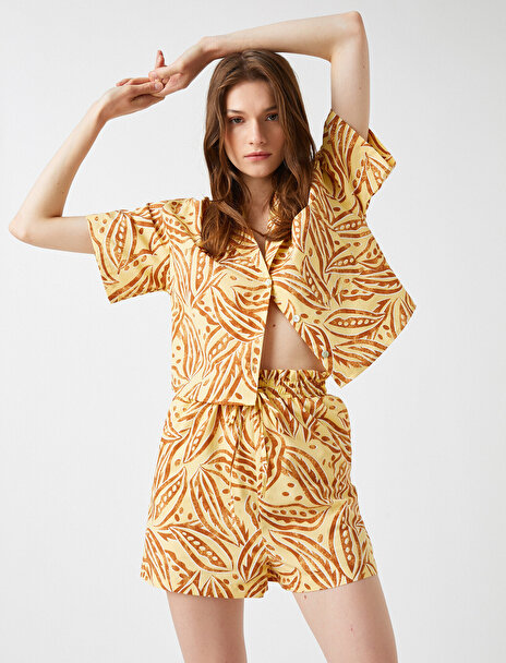 Koton Kadın Desenli Sort Pamuklu