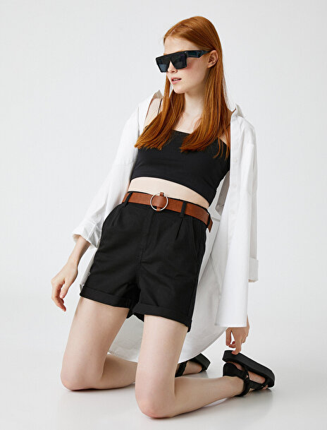 Koton Ole Genç Kız Jean Şort Kemerli