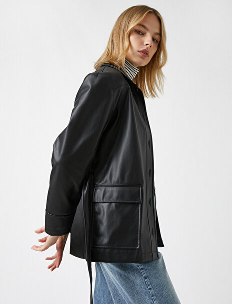 Koton Kadın Suni Deri Kemerli Ceket Koton Kadın Suni Deri Kemerli Ceket