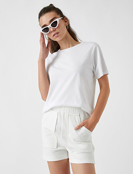 Koton Kadın Bisiklet Yaka Tişört Basic Pamuklu Koton Kadın Bisiklet Yaka Tişört Basic Pamuklu