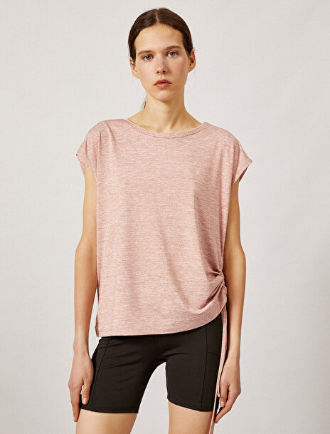 Koton Kadın Büzgülü Tişört Bisiklet Yaka Kısa Kollu