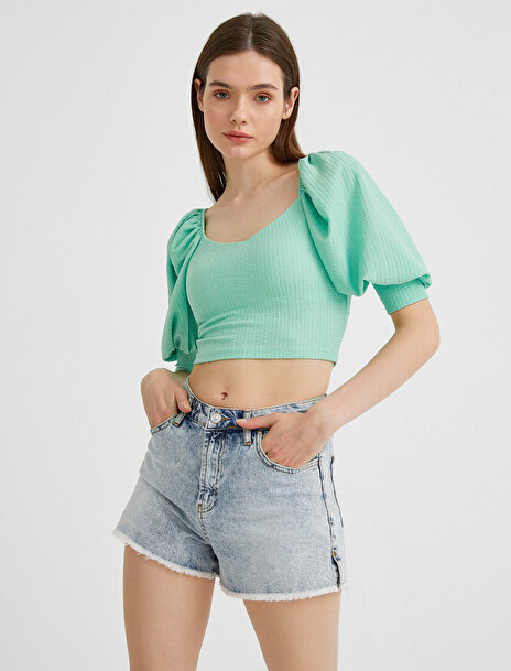 Koton Kadın Crop Prenses Kol Bluz