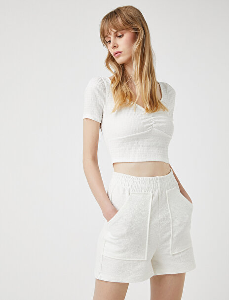 Koton Kadın Crop Büzgülü Bluz