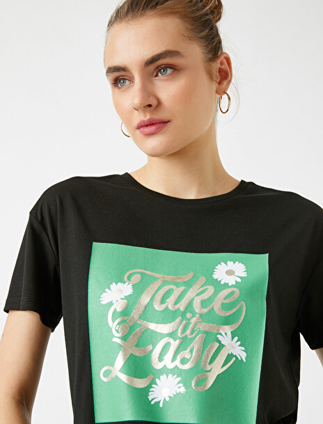 Koton Kadın Yazılı Baskılı Tişört Oversize