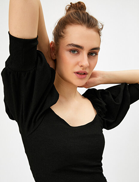 Koton Kadın Crop Prenses Kol Bluz