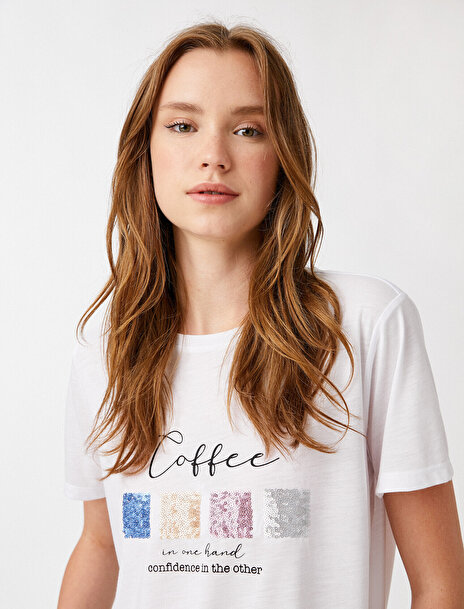 Koton Kadın Pullu Tişört Baskılı