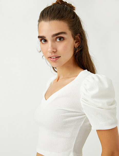 Koton Kadın Crop Prenses Kol Bluz