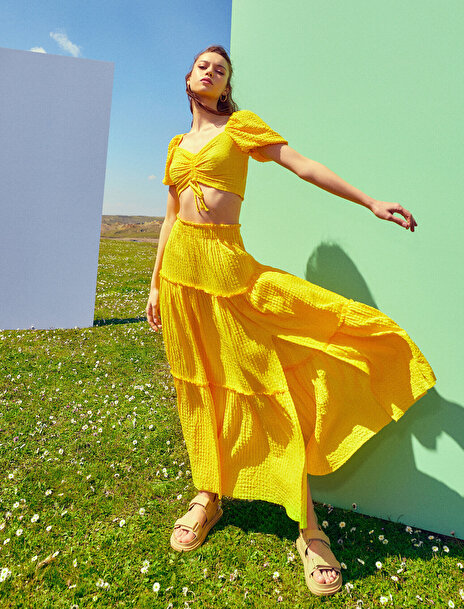 Koton Kadın Crop Tisört Büzgülü