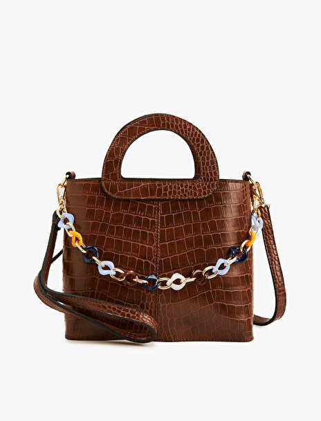 Koton Kadın Deri Çanta Zincir Detaylı Timsah Derisi Dokulu