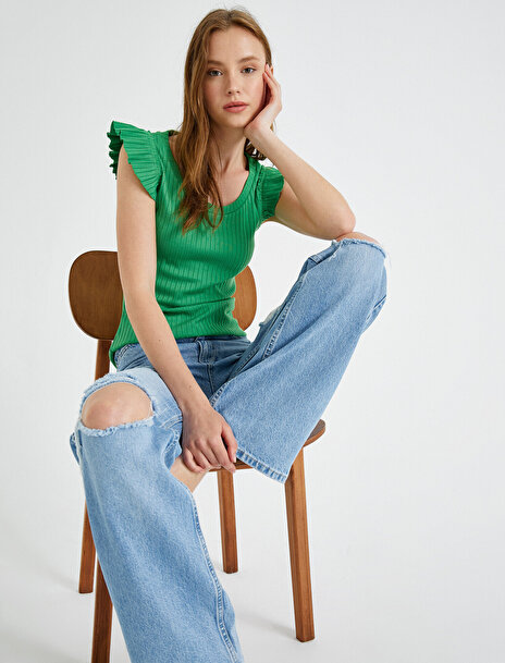 Koton Kadın Fitilli Atlet Fırfırlı