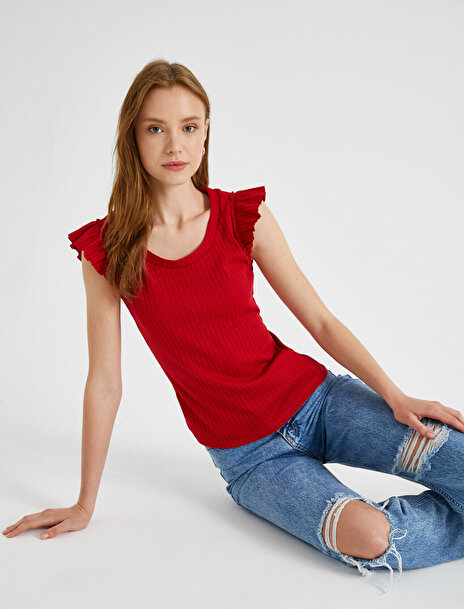 Koton Kadın Fitilli Atlet Fırfırlı