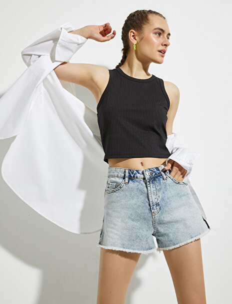Koton Kadın Fitilli Atlet Halter Yaka Tanktop Koton Kadın Fitilli Atlet Halter Yaka Tanktop