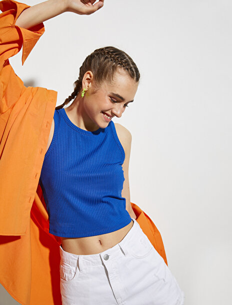 Koton Kadın Fitilli Atlet Halter Yaka Tanktop Koton Kadın Fitilli Atlet Halter Yaka Tanktop