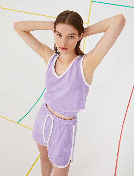 Koton Kadın Şerit Detaylı Atlet Pamuklu Havlu