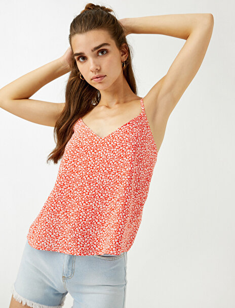 Koton Kadın İnce Askılı Çiçek Desenli Atlet