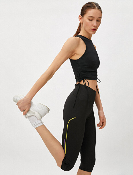 Koton Kadın Şerit Detaylı Yüksek Bel Kısa Tayt