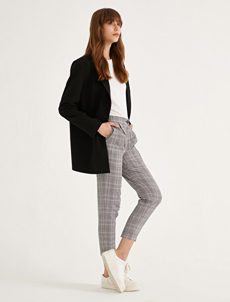 Koton Kadın Ekose Pantolon Pamuklu