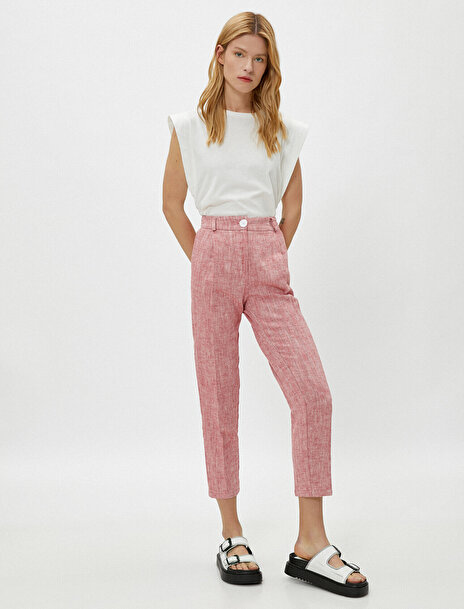 Koton Kadın Keten Karışımlı Kapri Pantolon