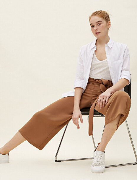 Koton Kadın Beli Bağlamalı Bol Paça Pantolon