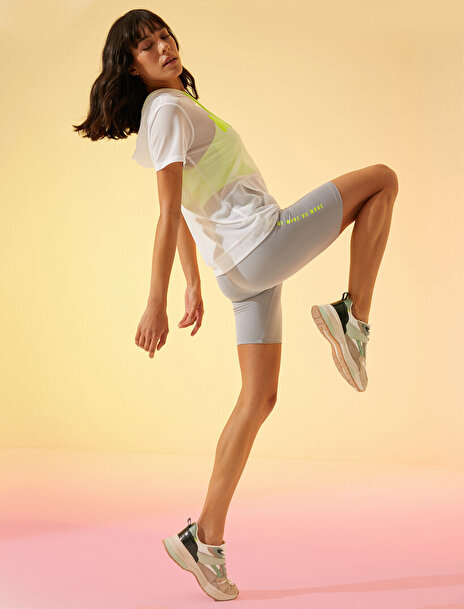 Koton Kadın Bisiklet Şortu Sloganlı Neon Bisiklet Taytı