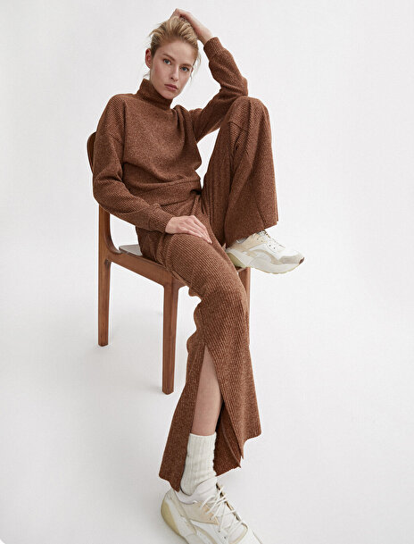 Koton Kadın Yırtmaçlı Pantolon Geniş Paça Fitilli