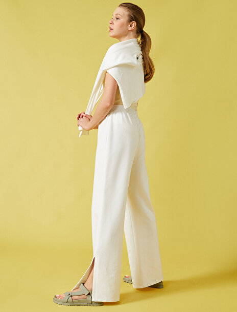 Koton Kadın Yırtmaçlı Eşofman Altı Geniş Paça Pamuklu