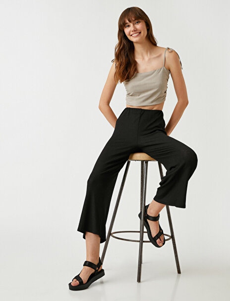 Koton Kadın Geniş Paça Pantolon Normal Bel