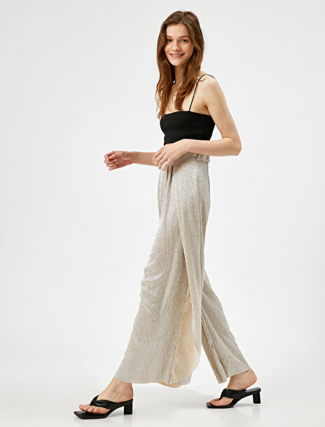 Koton Kadın Geniş Paça Pantolon Metalik