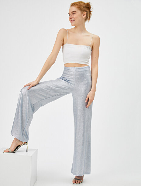 Koton Kadın Metalik Pantolon Geniş Paça