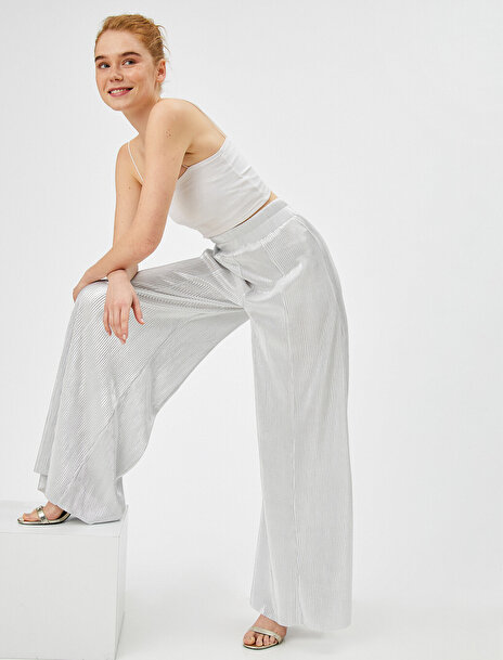 Koton Kadın Metalik Pantolon Geniş Paça