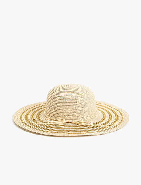 Koton Kadın Çizgili Hasır Şapka Kadın