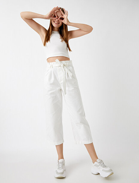 Koton Ole Genç Kız Yüksek Bel Kuşaklı Kot Pantolon