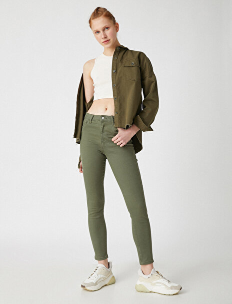 Koton Kadın Carmen Jean - Yüksek Bel Dar Kesim Dar Paça Pantolon