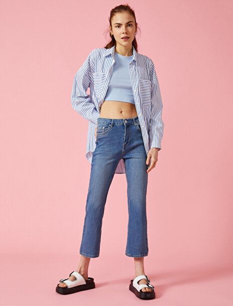 Koton Ole Genç Kız Pamuklu Victoria Crop Jean Pantolon Koton Ole Genç Kız Pamuklu Victoria Crop Jean Pantolon