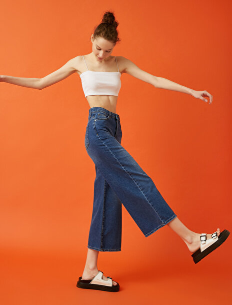 Koton Ole Genç Kız Bianca Jean Yüksek Bel Rahat Kesim Genis Paça Pantolon Culotte Koton Ole Genç Kız Bianca Jean Yüksek Bel Rahat Kesim Genis Paça Pantolon Culotte