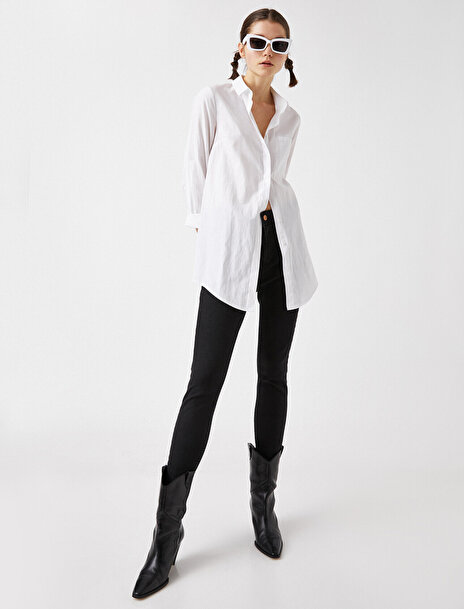 Koton Kadın Pamuklu Carmen Jean - Yüksek Bel Dar Kesim Dar Paça Pantolon