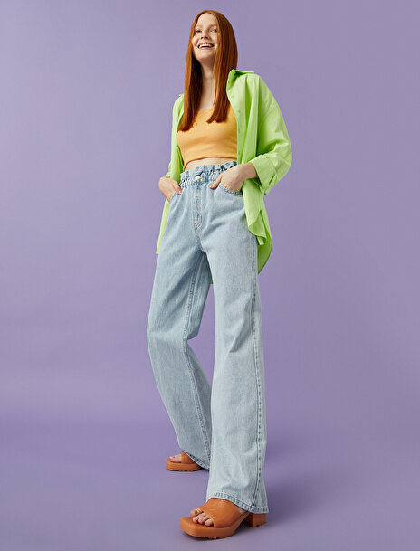 Koton Ole Genç Kız Yüksek Bel Bol Paça Kot Pantolon - Wide Leg Jean Koton Ole Genç Kız Yüksek Bel Bol Paça Kot Pantolon - Wide Leg Jean