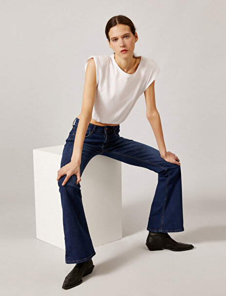 Koton Ole Genç Kız Victoria Jean - İspanyol Paça Pamuklu Pantolon