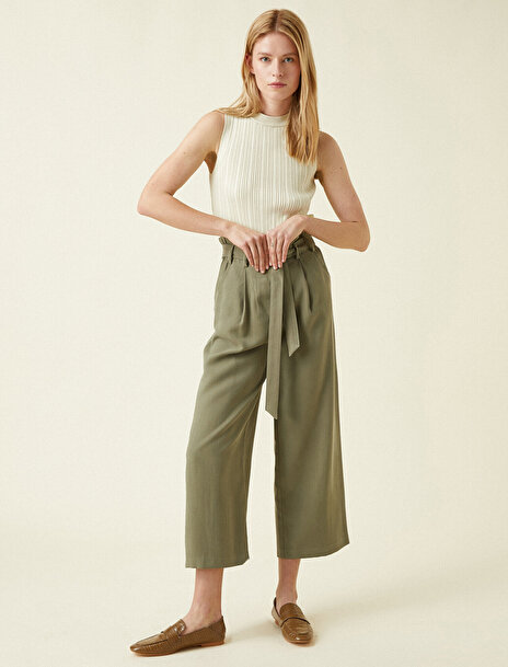 Koton Kadın Kemerli Pantolon Geniş Paça