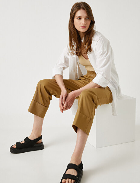 Koton Kadın Geniş Paça Pantolon Pamuklu