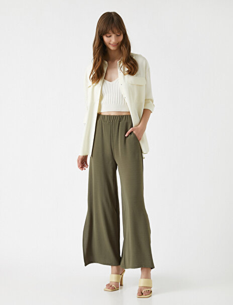 Koton Kadın Yırtmaçlı Pantolon Geniş Paça