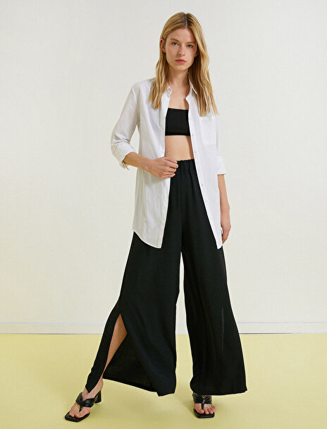 Koton Kadın Yırtmaçlı Pantolon Geniş Paça