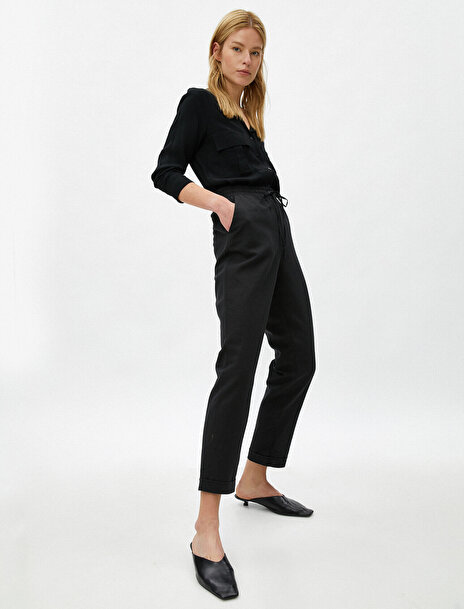 Koton Kadın Cepli Pantolon Beli Bağlamalı Pamuklu