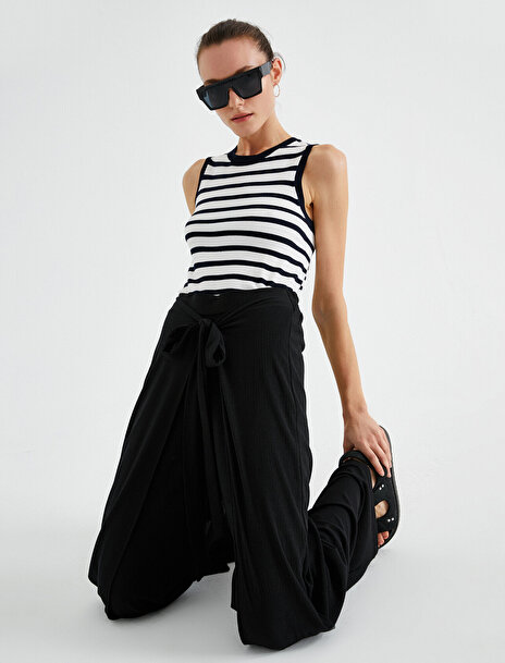 Koton Kadın Belden Bağlamalı Pantolon Geniş Paça