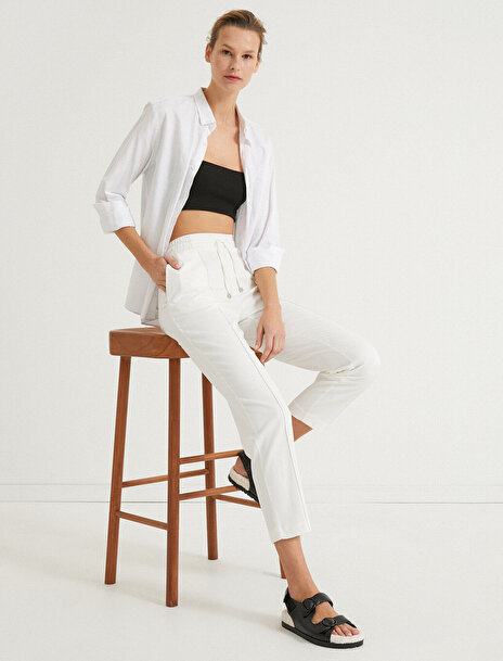 Koton Kadın Belden Bağlamalı Pantolon Cepli