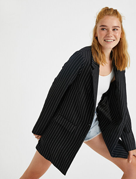 Koton Kadın Çizgili Blazer Ceket
