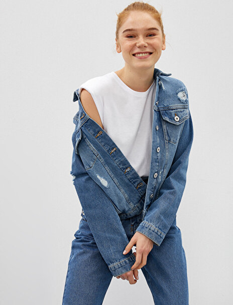 Koton Kadın Kot Ceket Pamuklu