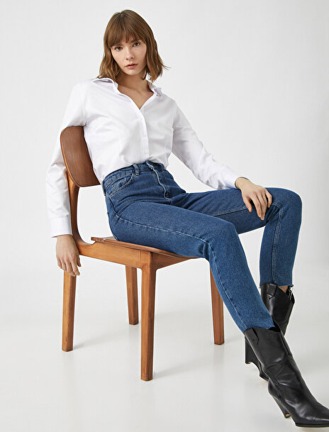 Koton Kadın Poplin Gömlek Pamuklu Basic Koton Kadın Poplin Gömlek Pamuklu Basic