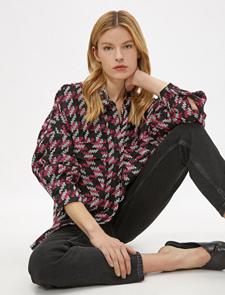 Koton Kadın Ceket Gömlek Cepli Desenli Shacket Koton Kadın Ceket Gömlek Cepli Desenli Shacket