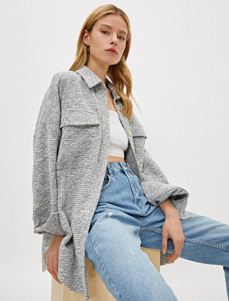 Koton Kadın Ceket Gömlek Cepli Pamuklu Shacket Koton Kadın Ceket Gömlek Cepli Pamuklu Shacket